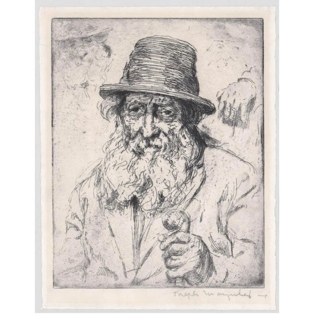 1940s Portrait Etching of Old Man | Chairish