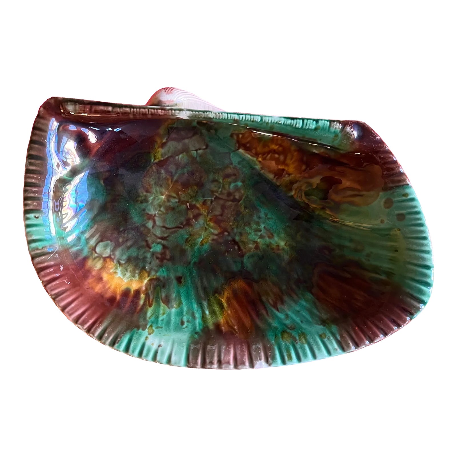 Antique 19th Century Wedgwood Tortoise Glaze Majolica Pottery Sea Shell ...