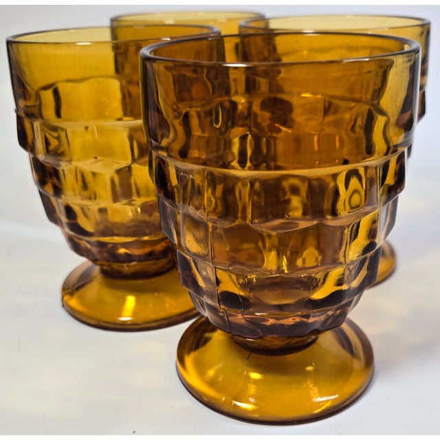 Honeyed Amber Tumblers- Set of Four | Chairish