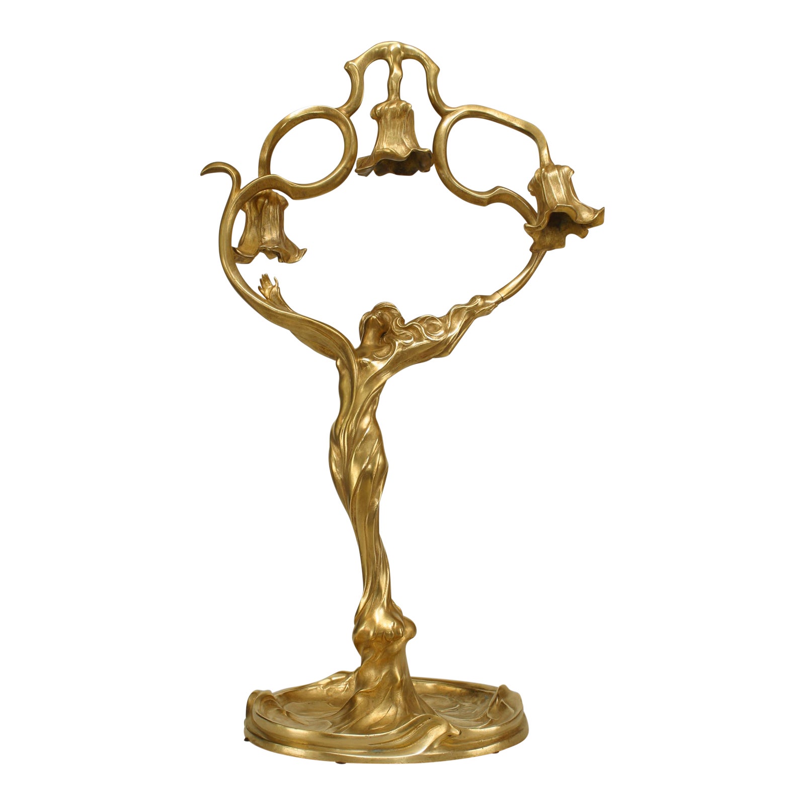 French Art Nouveau Bronze Table Lamp Of Female Figure Chairish
