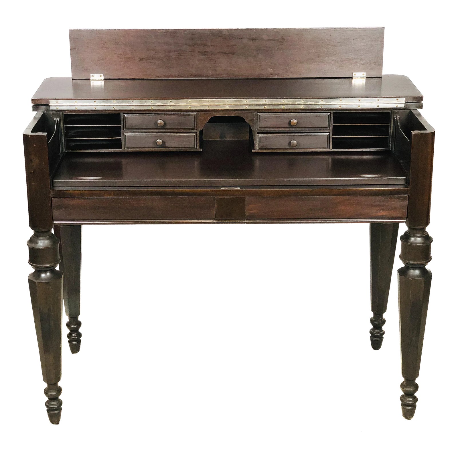 h.e. Shaw Spinet Writing Desk in Solid Mahogany C.1900 | Chairish