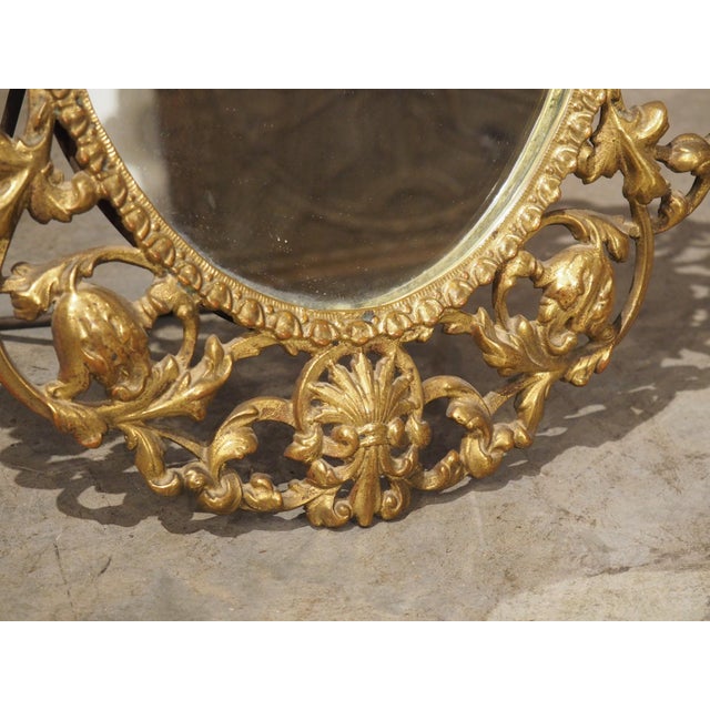 Circa 1900 Oval Gilt Bronze Table Mirror From Italy | Chairish