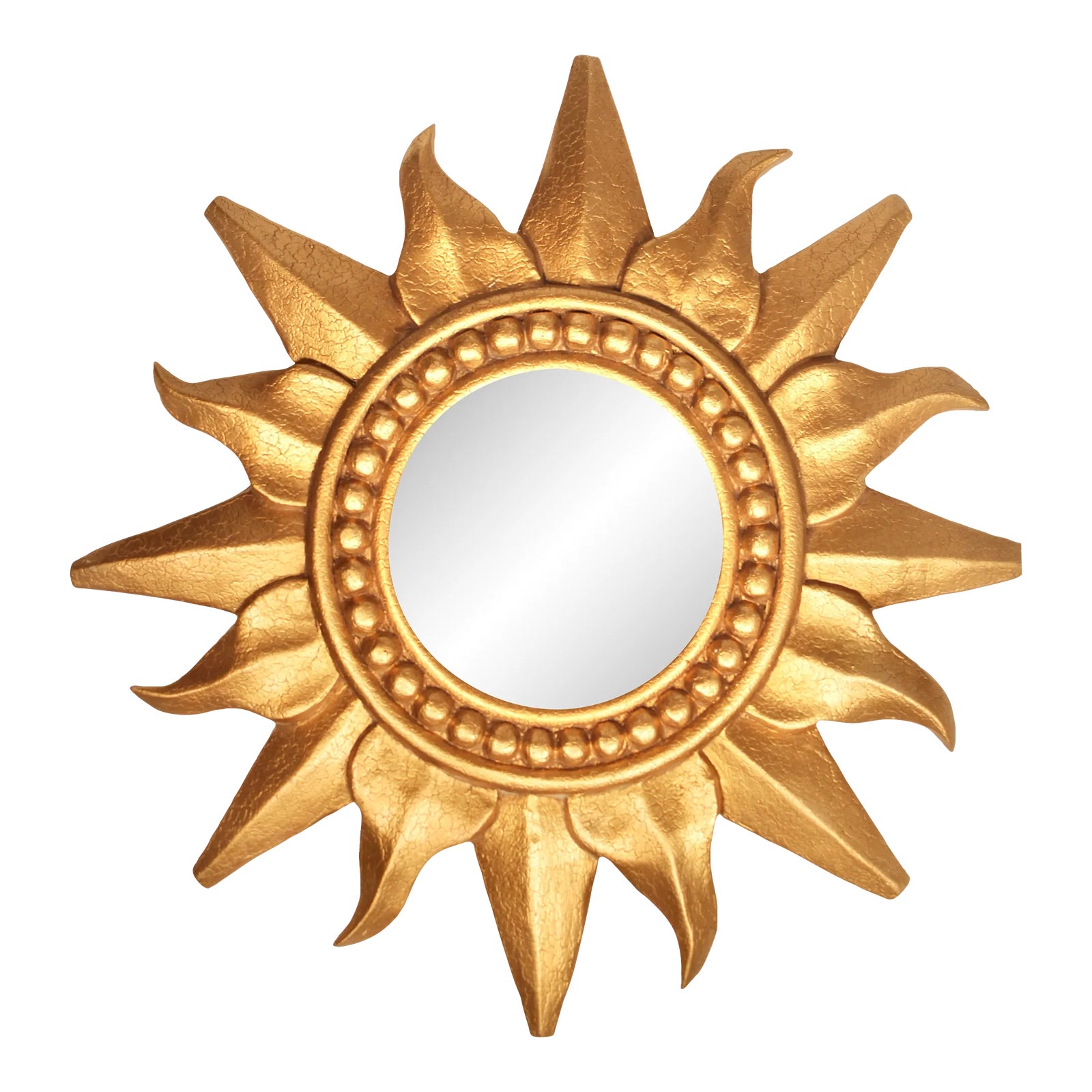 Vintage French Gold Gilded Wooden Sunburst Mirror | Chairish