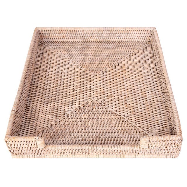 Artifacts Rattan Office Paper Tray in White Wash - 14" | Chairish