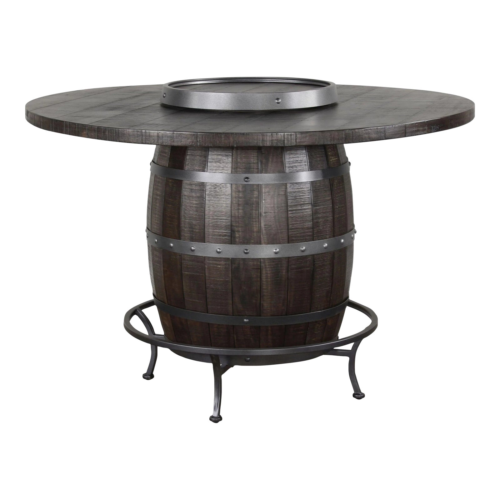 Round Counter Height Rustic Barrell Pub Table | Chairish