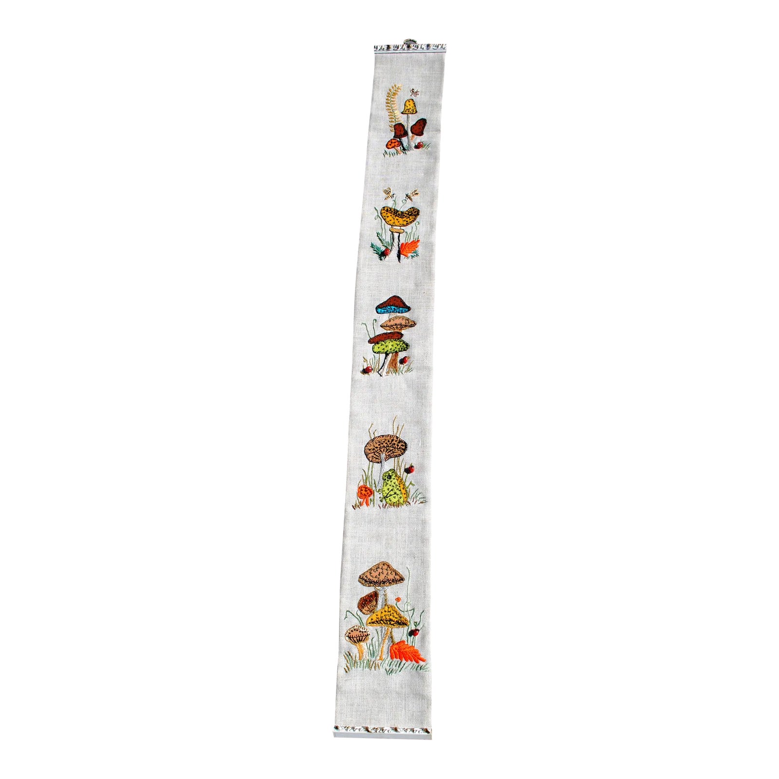 Vintage Mushroom Themed Embroidery Bell Pull | Chairish