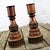 Pair Vintage Turned Wood and Composite Candle Holders | Chairish