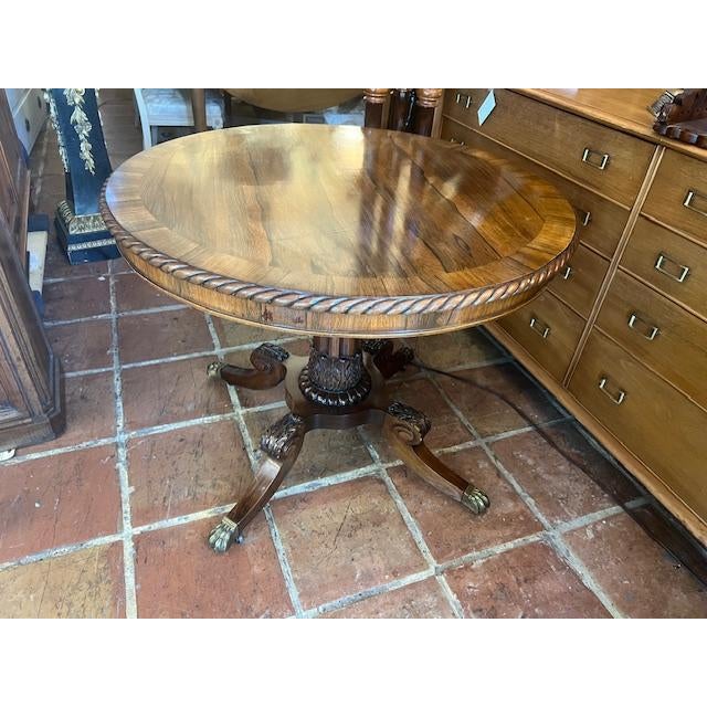 Rosewood English Round Center Table | Chairish
