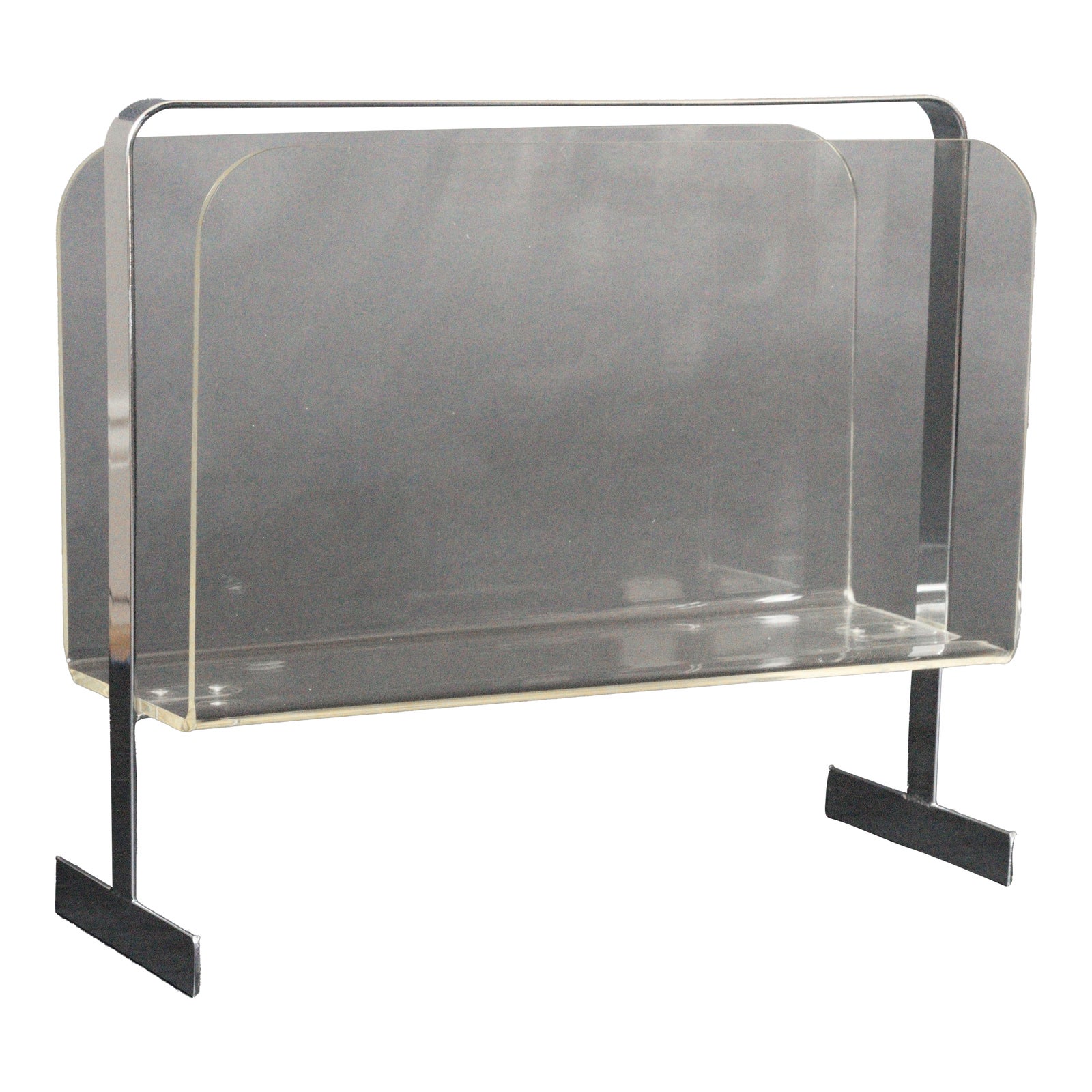 Mid 20th Century Milo Baughman Style Lucite and Chrome Magazine Stand ...