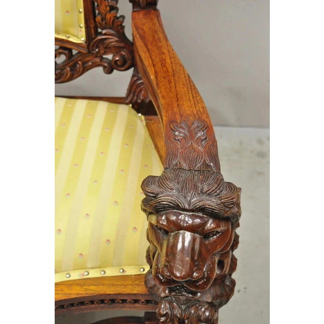 Late 20th Century Renaissance Gothic Style Large Figural Lion Carved ...