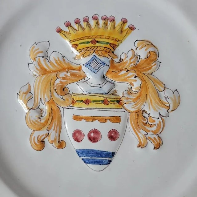 Vintage Ceramic Italian Armorial Crest Plate With Knights - Set of 3 ...