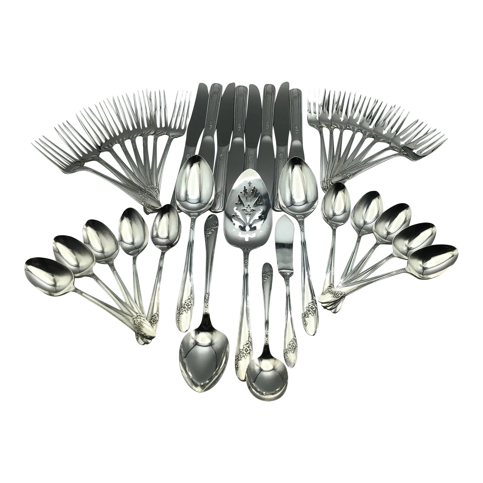 Vintage Tudor Plate by Oneida Silver Plate Flatware - 40 Pieces | Chairish