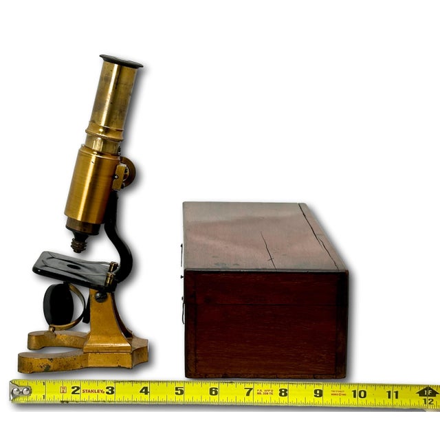 Antique - Late 19th Century Brass & Cast Iron Microscope With Original ...