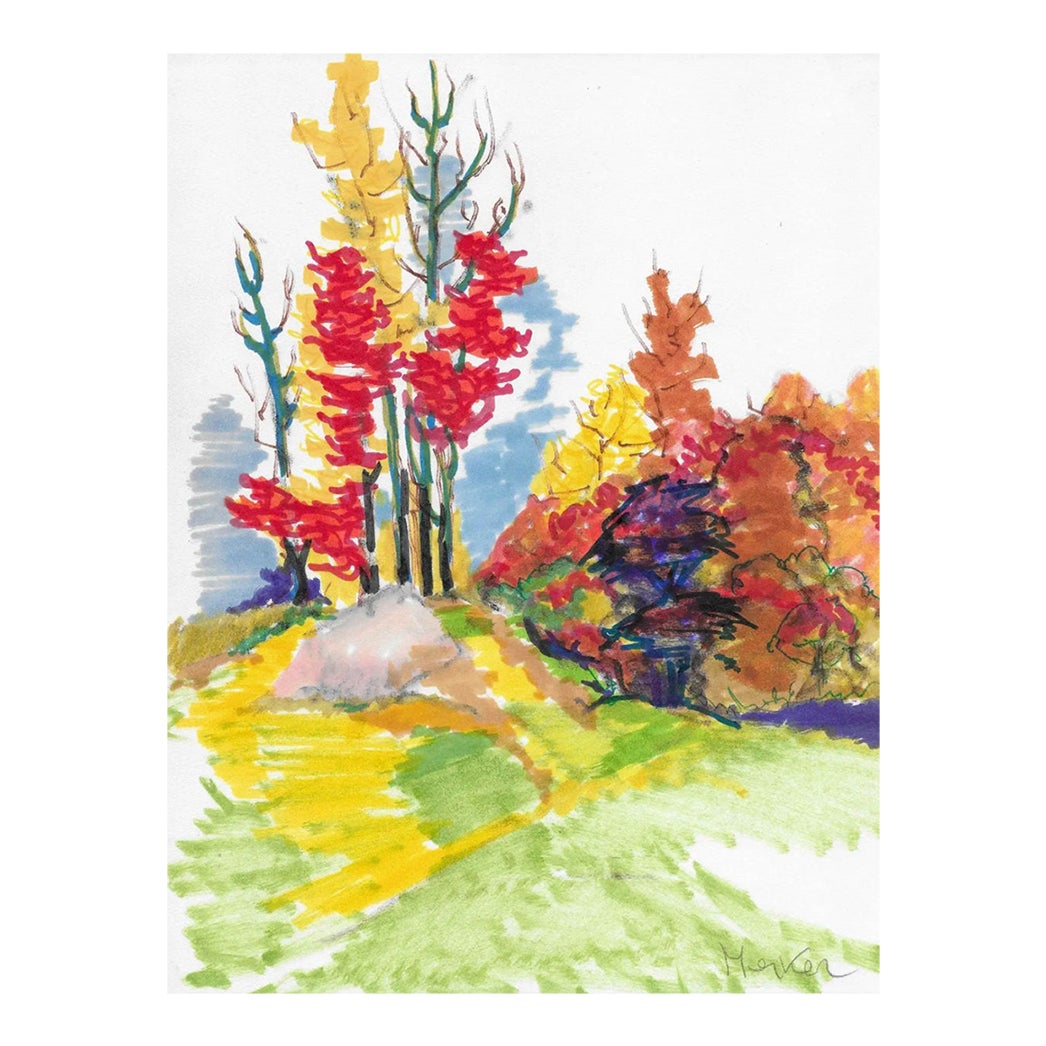 Alexandra Merker Autumn Landscape Painting | Chairish