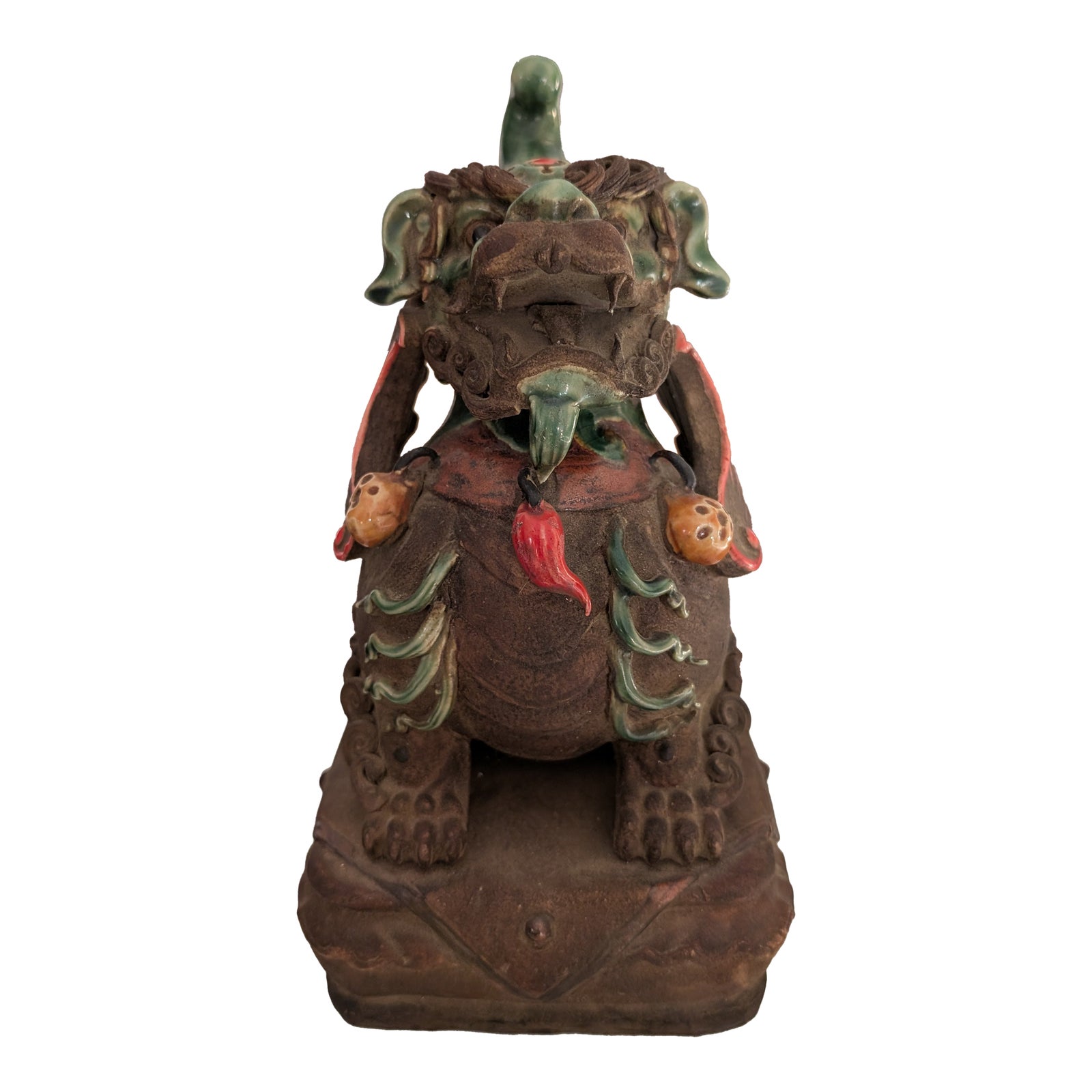 Vintage Glazed Metal Asian Guardian Ornament, Architectural Salvage ...