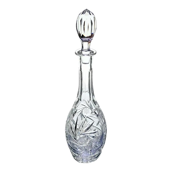 Crystal Glass Pinwheel Decanter W/ Stopper | Chairish