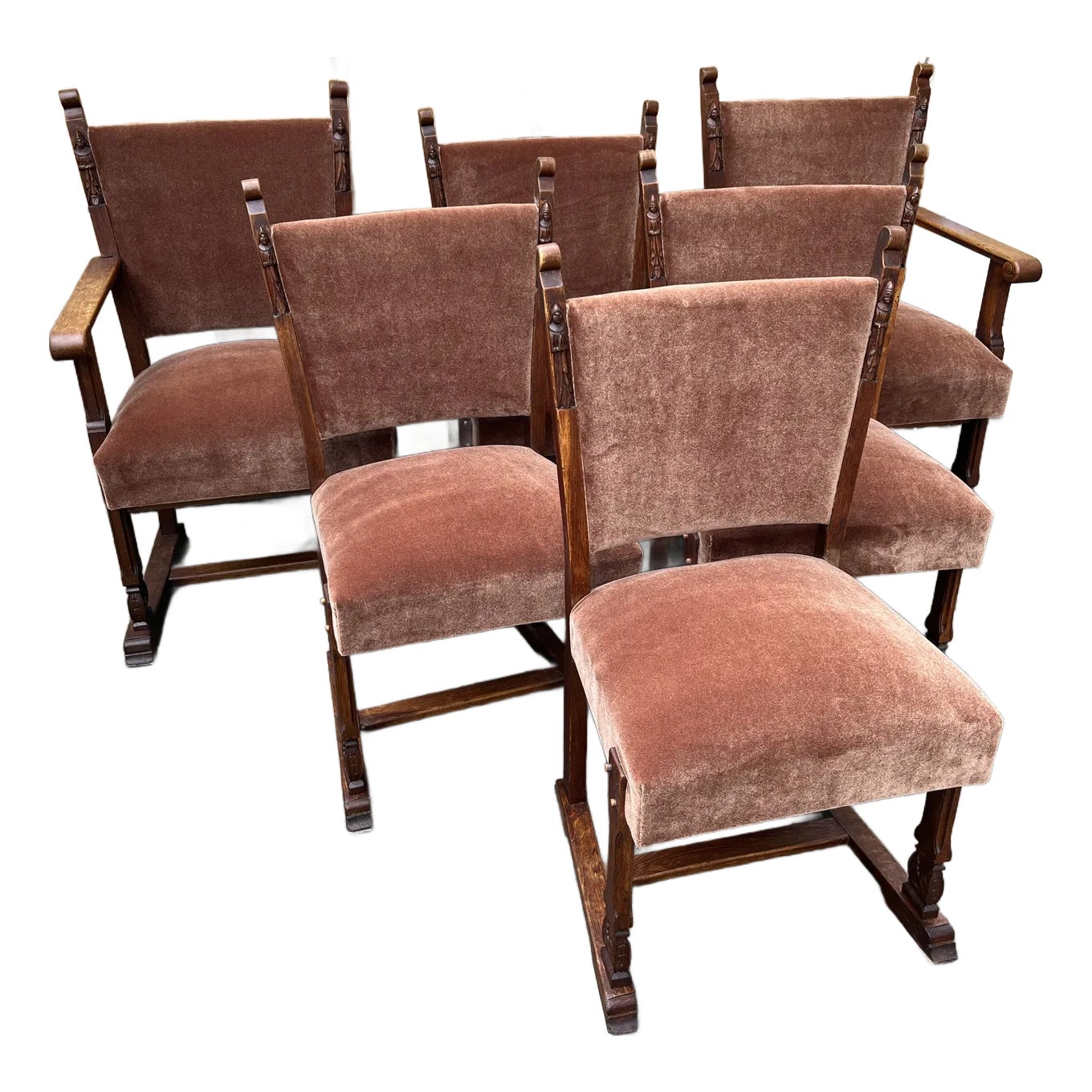 1930s European Monastery Primitive Set of 6 Chairs and Armchairs | Chairish