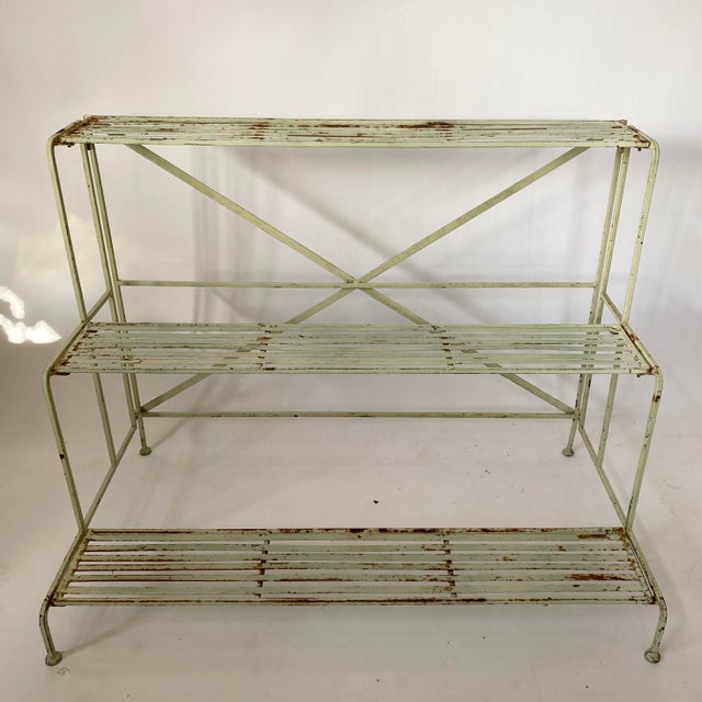 Vintage Painted Metal Three Shelf Garden Etagere Plant Stand | Chairish