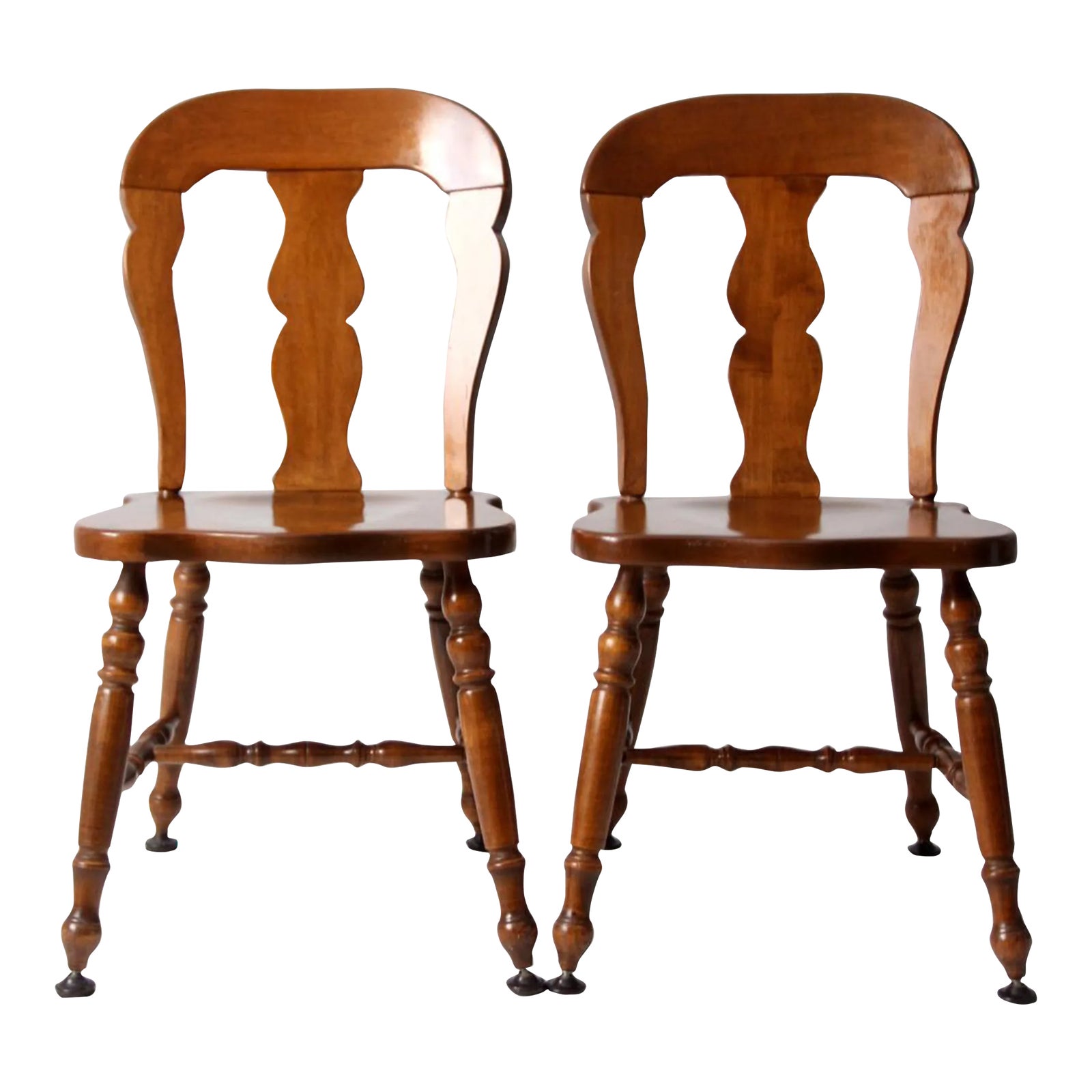 Mid Century Splat Dining Chairs Pair | Chairish