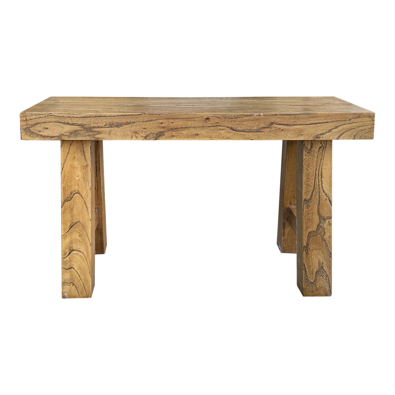 Raw Light Brown Simple Straight Legs Bold Think Wood Seating Bench ...