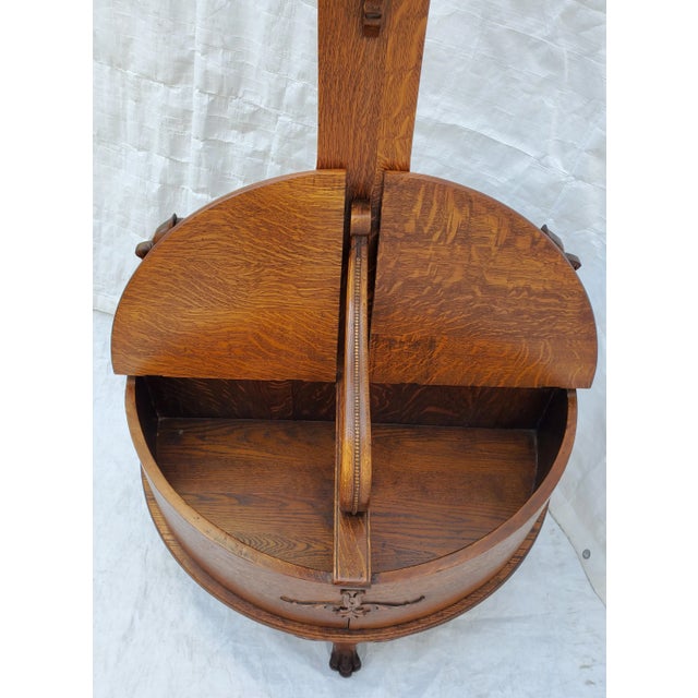 Victorian Lion Carved Double Hall Seat / Hall Tree With Hooks, Mirror ...