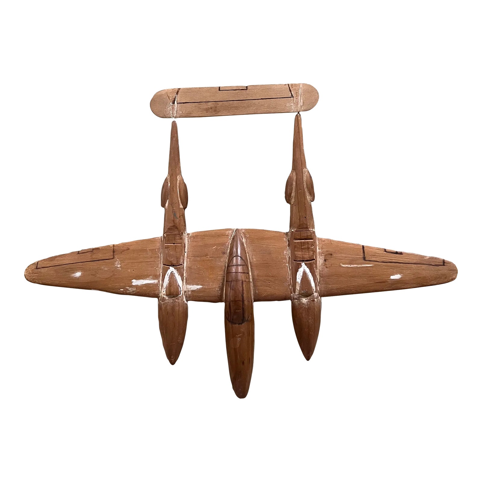 Antique Handmade Wooden Jet Airplane Art Piece | Chairish