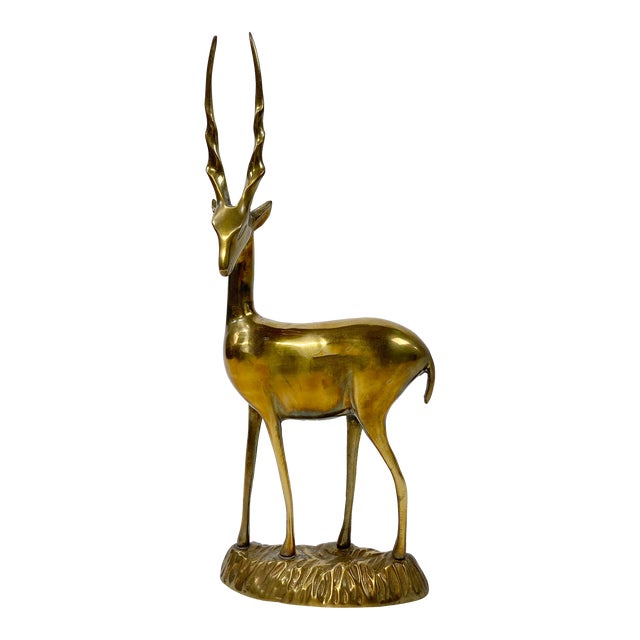 Vintage Stately Brass Antelope Figure | Chairish