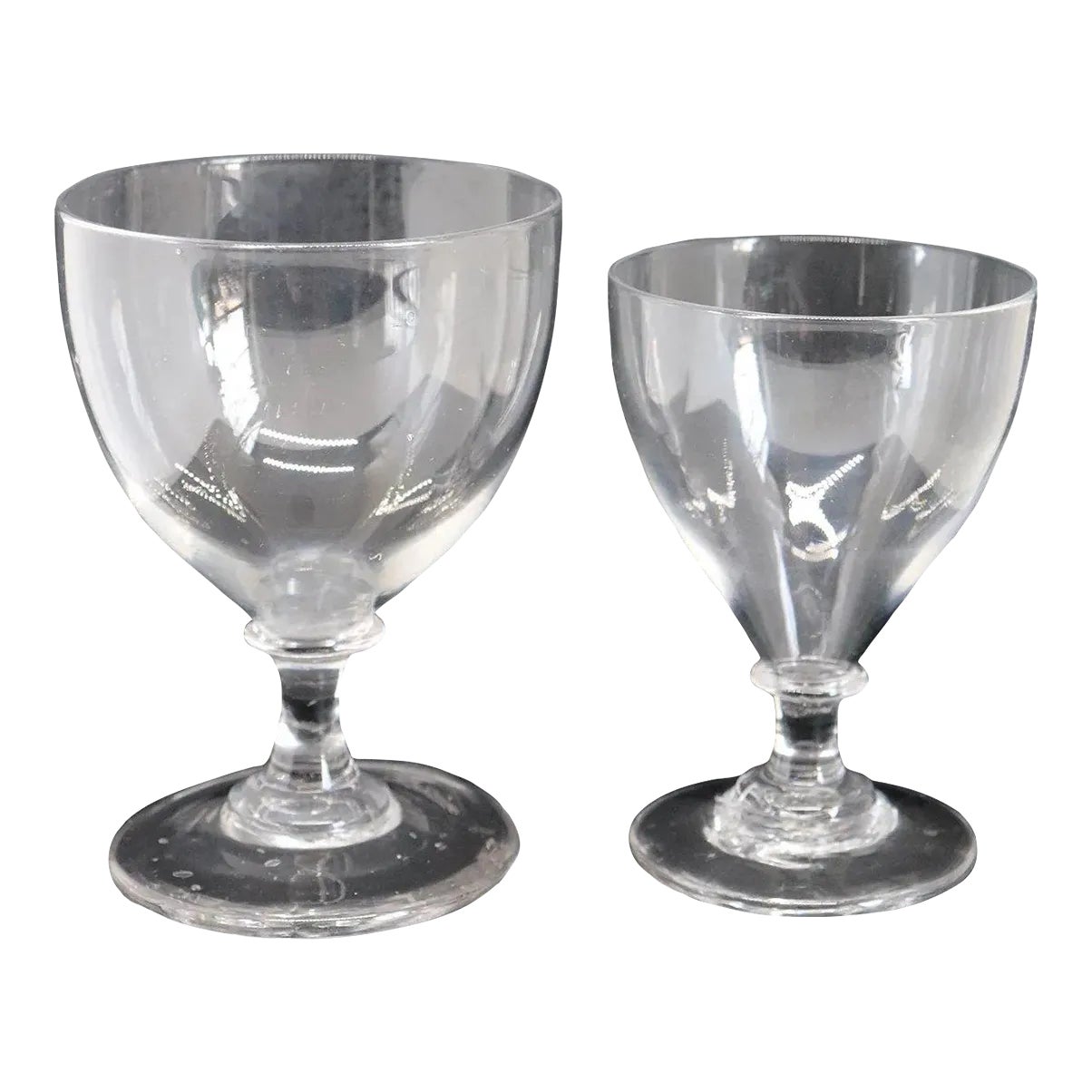 English Georgian Clear Glass Rummer Drinking Glasses A Pair Chairish