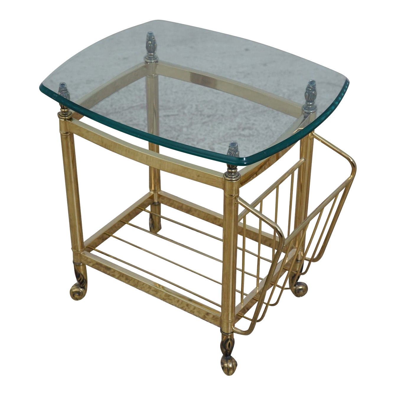 Labarge Regency Style Brass & Glass Magazine Lamp Table | Chairish