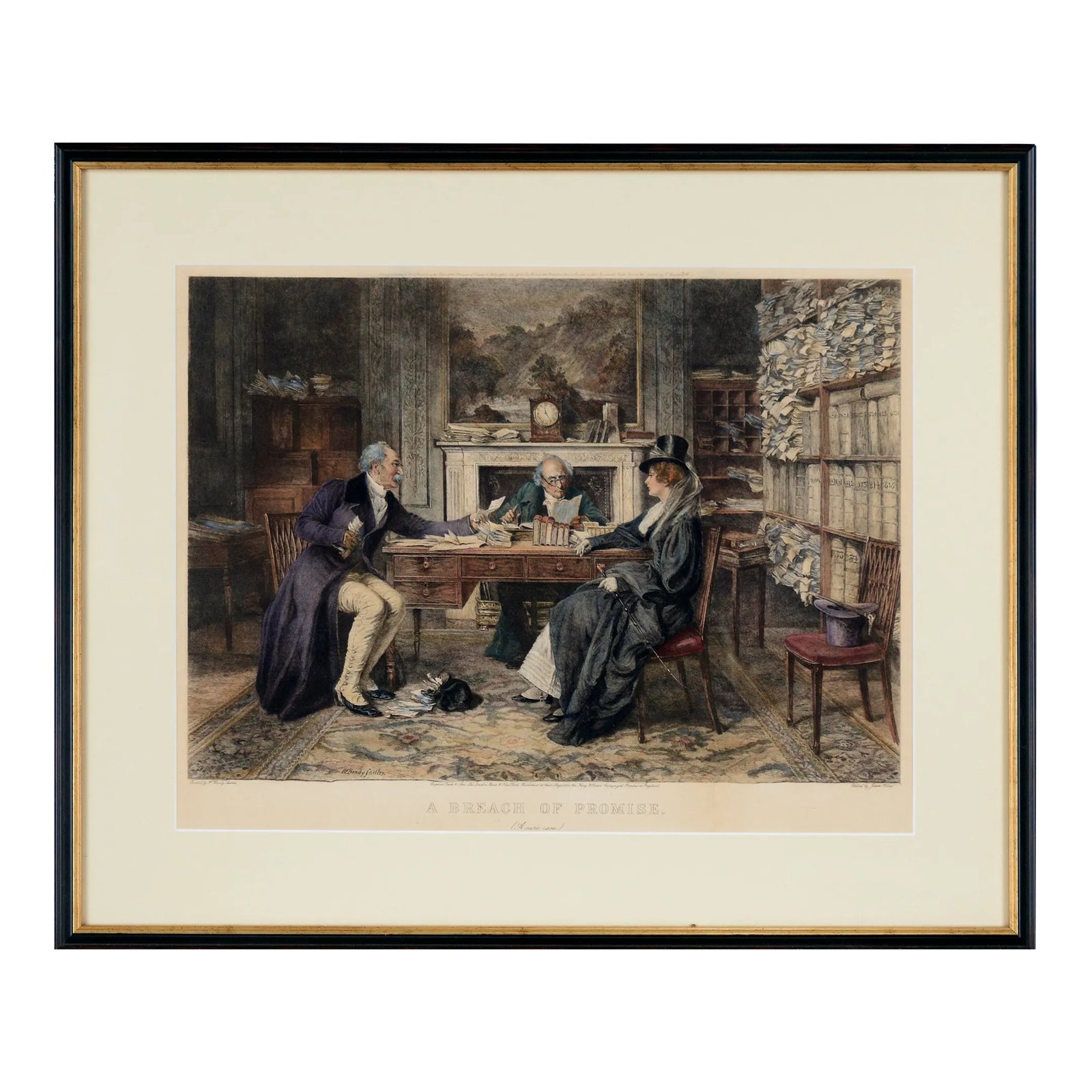 A Breach of Promise - Hand Colored Etching on Paper 1900 Victorian by ...