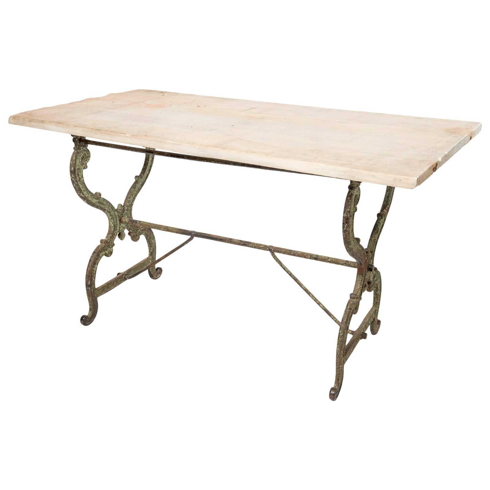 Console Table With a Cast Iron Base and Original Marble Top | Chairish