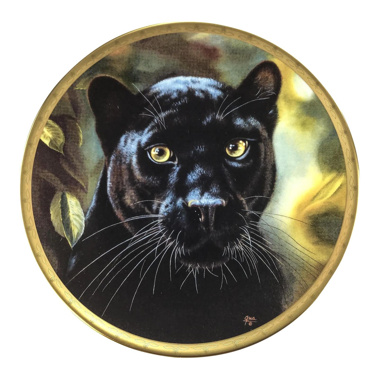 Vintage 1993 Porcelain Plate of Black Panther Signed Lenox | Chairish