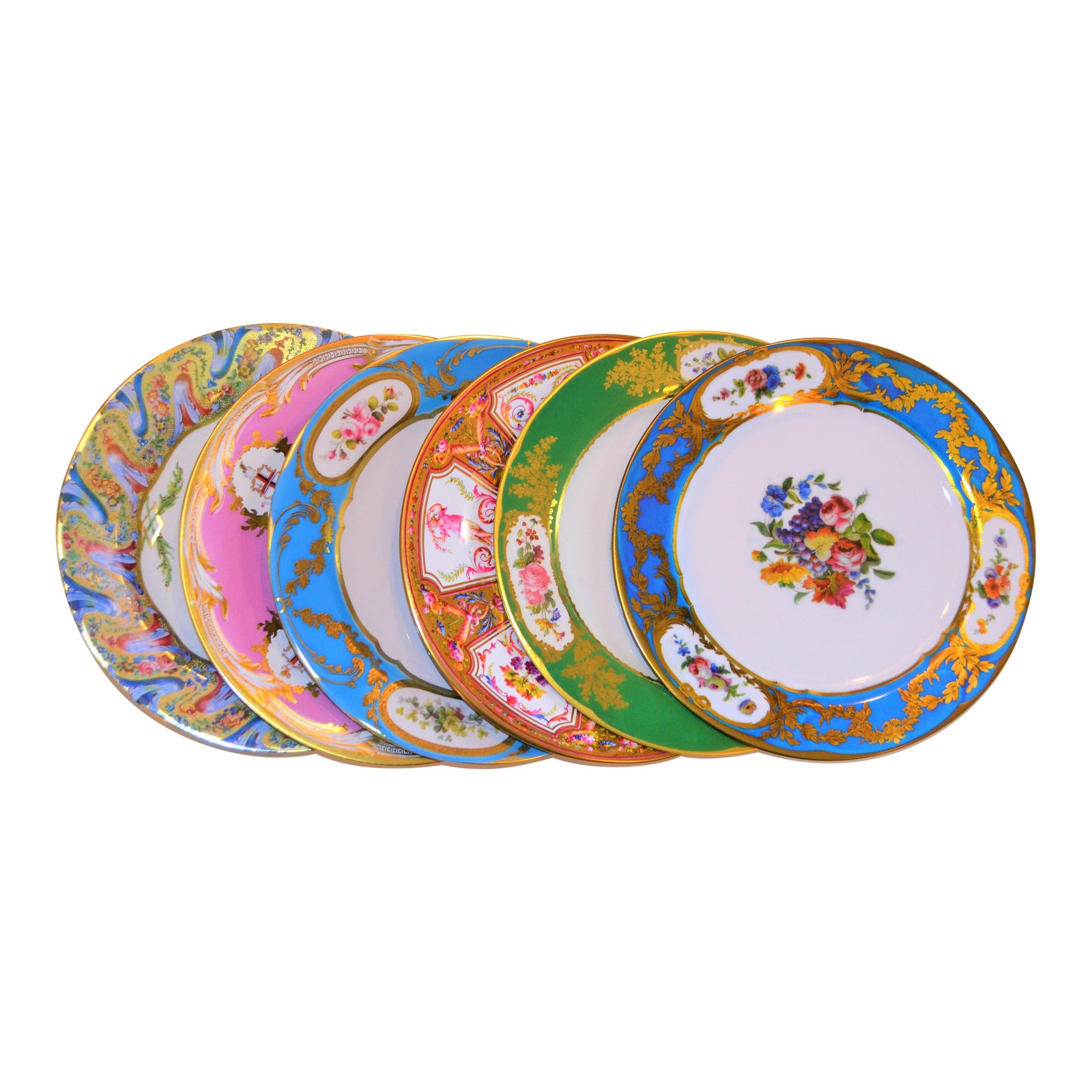 Enameled Tin English Plates - Set of 6 | Chairish
