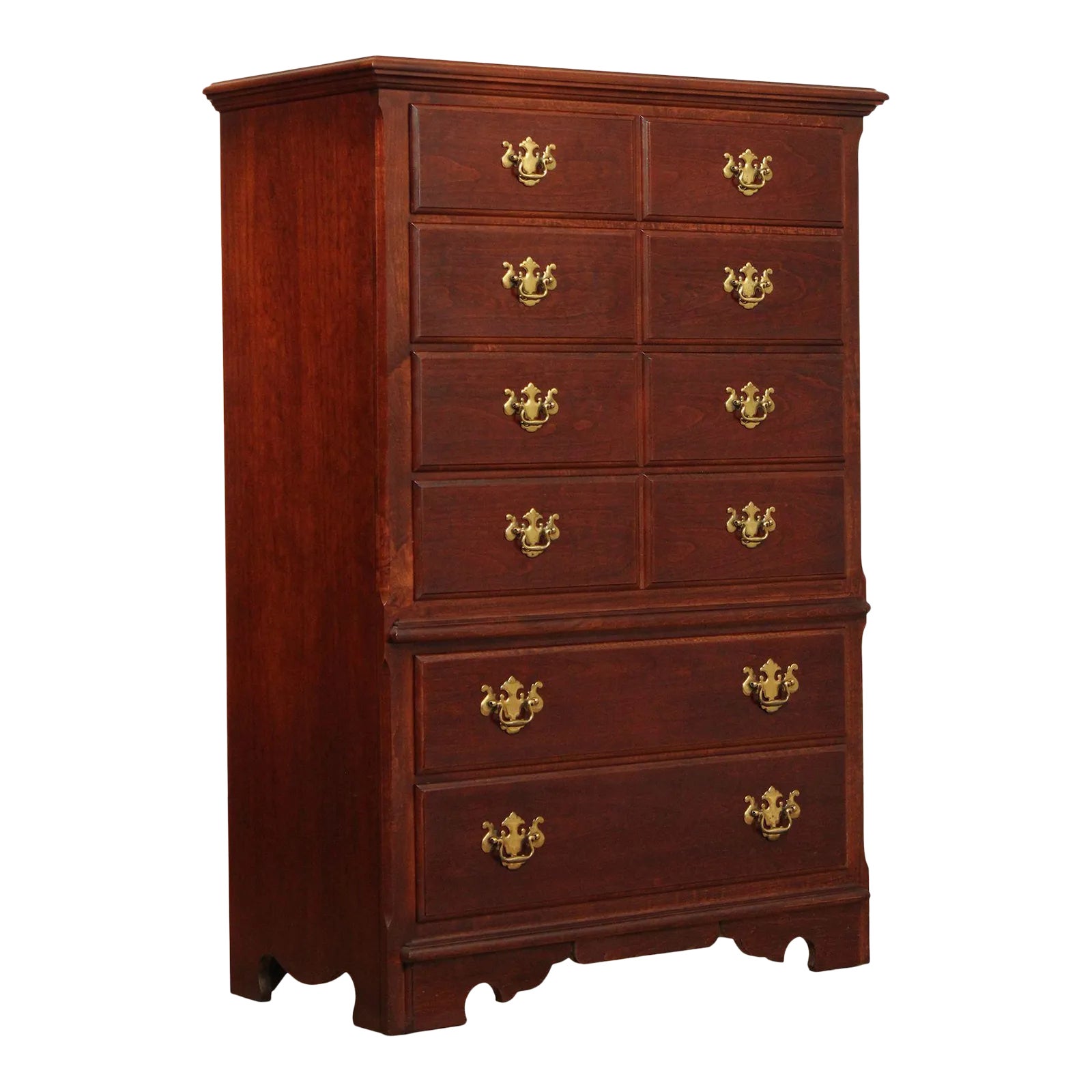 Thomasville 'Winston Court' Chippendale Style Cherry Tall Chest | Chairish