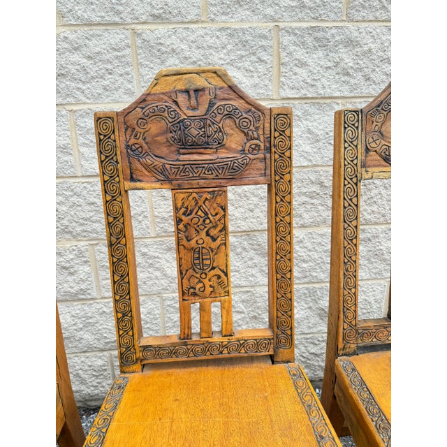 Custom Hand Carved Witco Tiki Style Polynesian Side Chairs - Set of ...