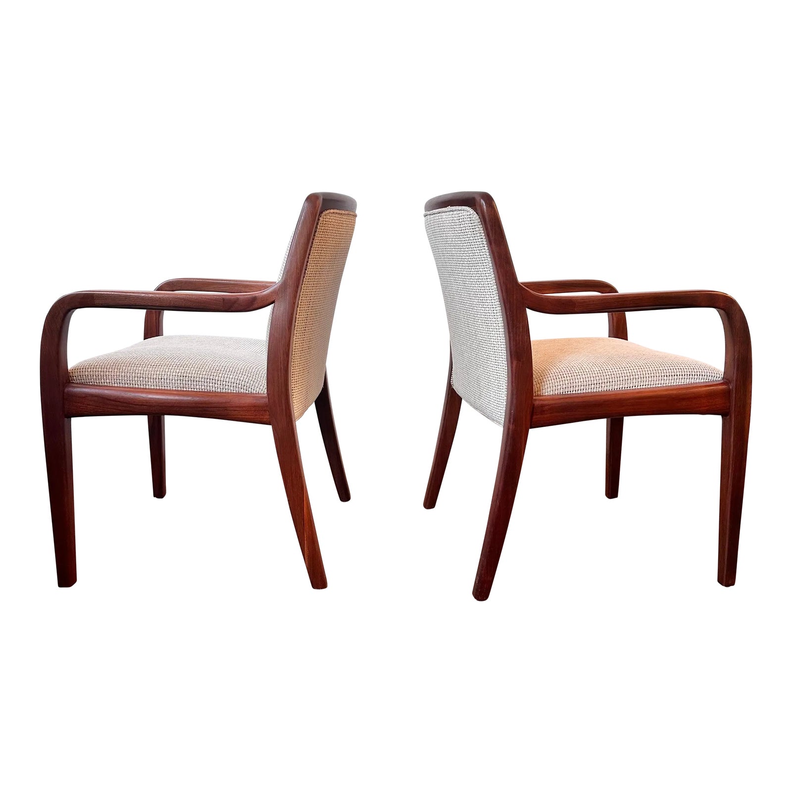 Mid-Century Dunbar Walnut Accent Chairs - Restored | Chairish