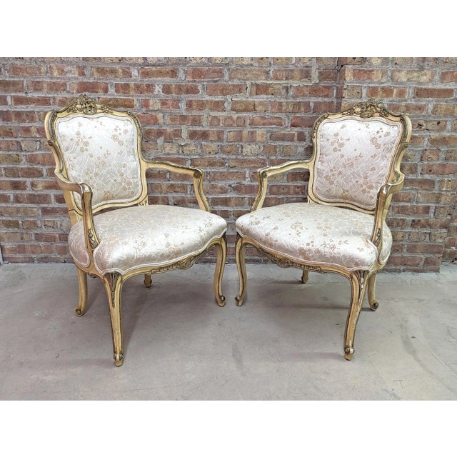 Mid 20th Century French Rococo Louis XV Fauteuil Arm Chairs - Set of 2 ...