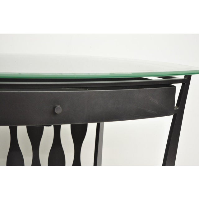Steel & Glass Modernist Demilune Side Tables - A Pair | Chairish