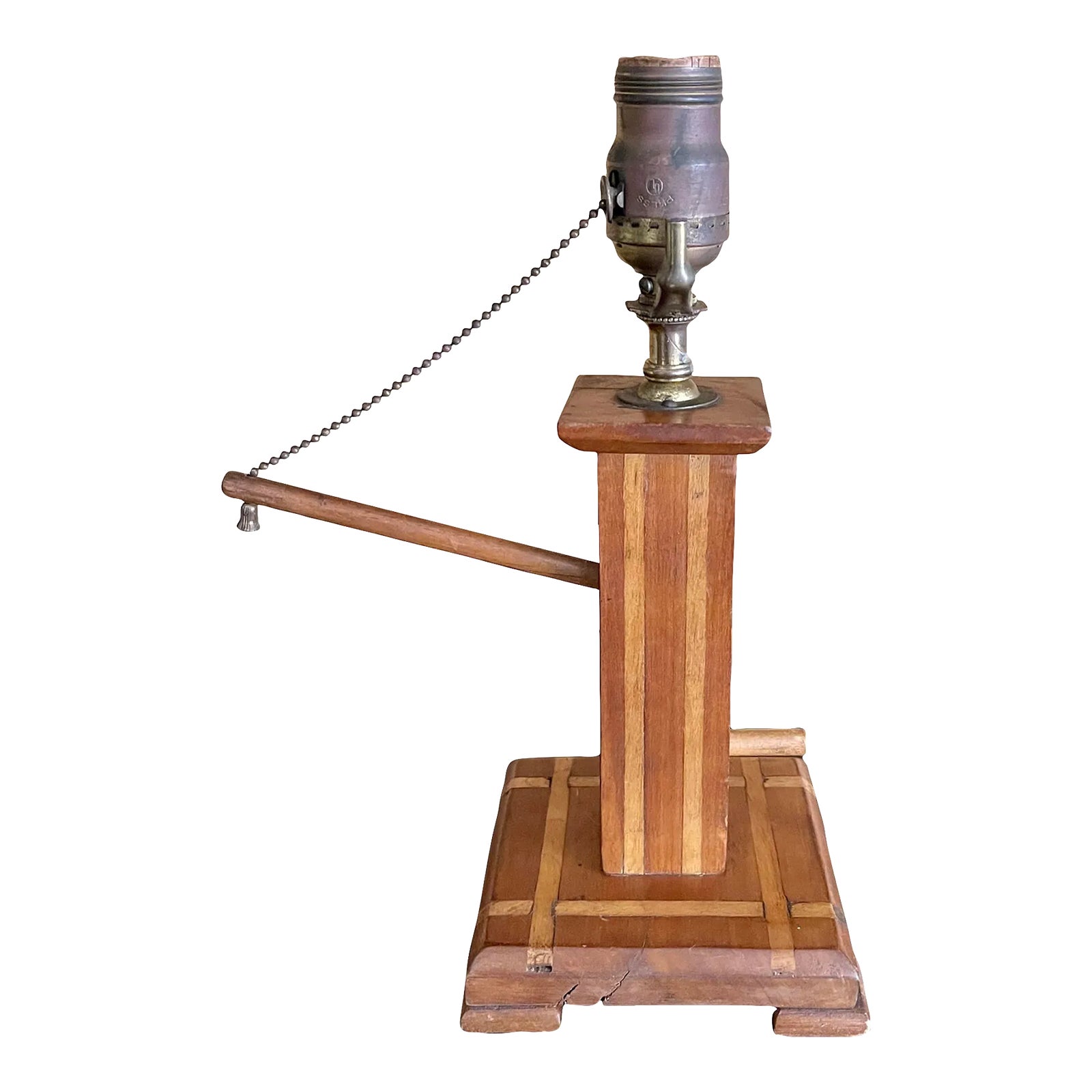 1940s Petite Rustic Tramp Art Folk Style Lamp | Chairish