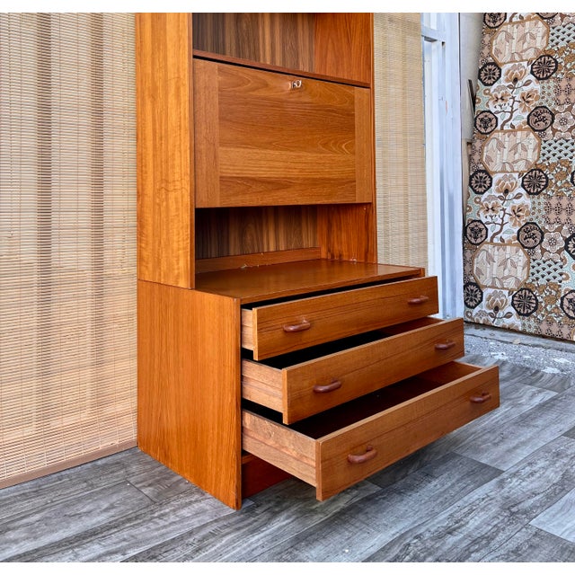 Vintage Danish Mid Century Modern Drop Down Secretary Desk Cabinet by ...