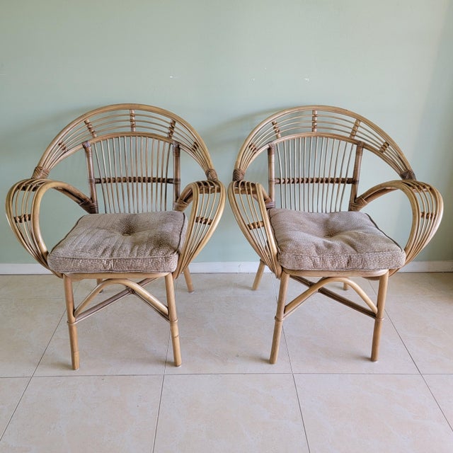 1970s Pair of Vintage Ballon Rattan Chairs | Chairish