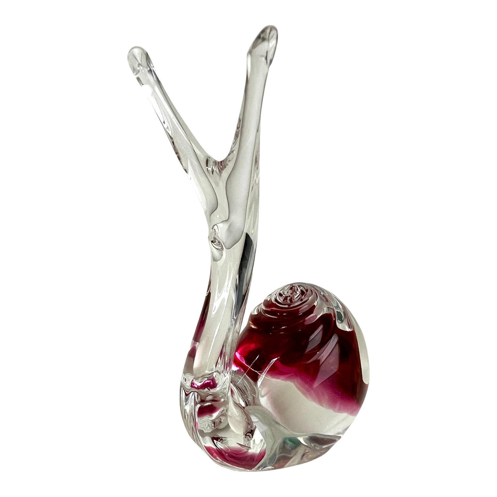 Vintage Murano-Style, Italy Long Neck Snail, Pink, Blown Art Glass ...