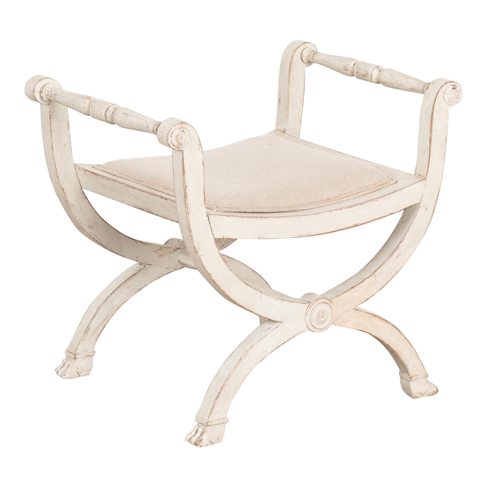 White Painted Gustavian Stool, Sweden Circa 1820-40 | Chairish