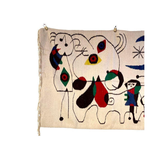 Vintage Joan Miro Style Handwoven Wool Tapestry | Chairish