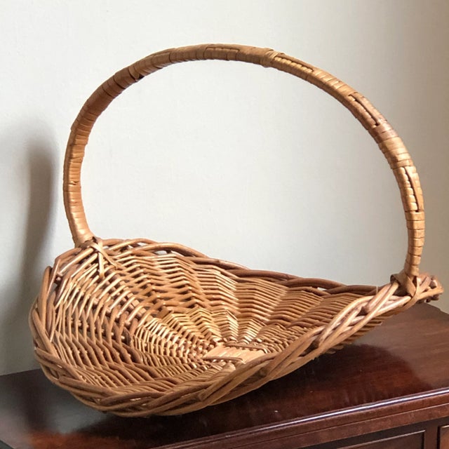 Large Mid-20th Century French Style Flower Gathering Basket | Chairish