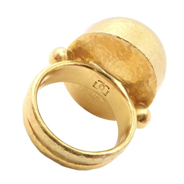 Gurhan Hammered 24k Gold Rutilated Quartz Ring sz 6 | Chairish