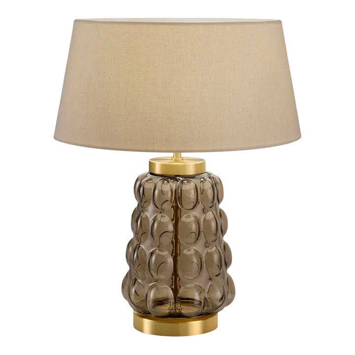 Mocca Glass With English Brass Metalwork Table Lamp | Chairish