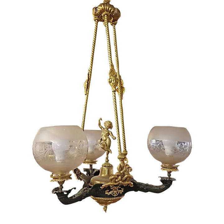 19th Century Figural Gasolier Chandelier Attributed to Cornelius ...