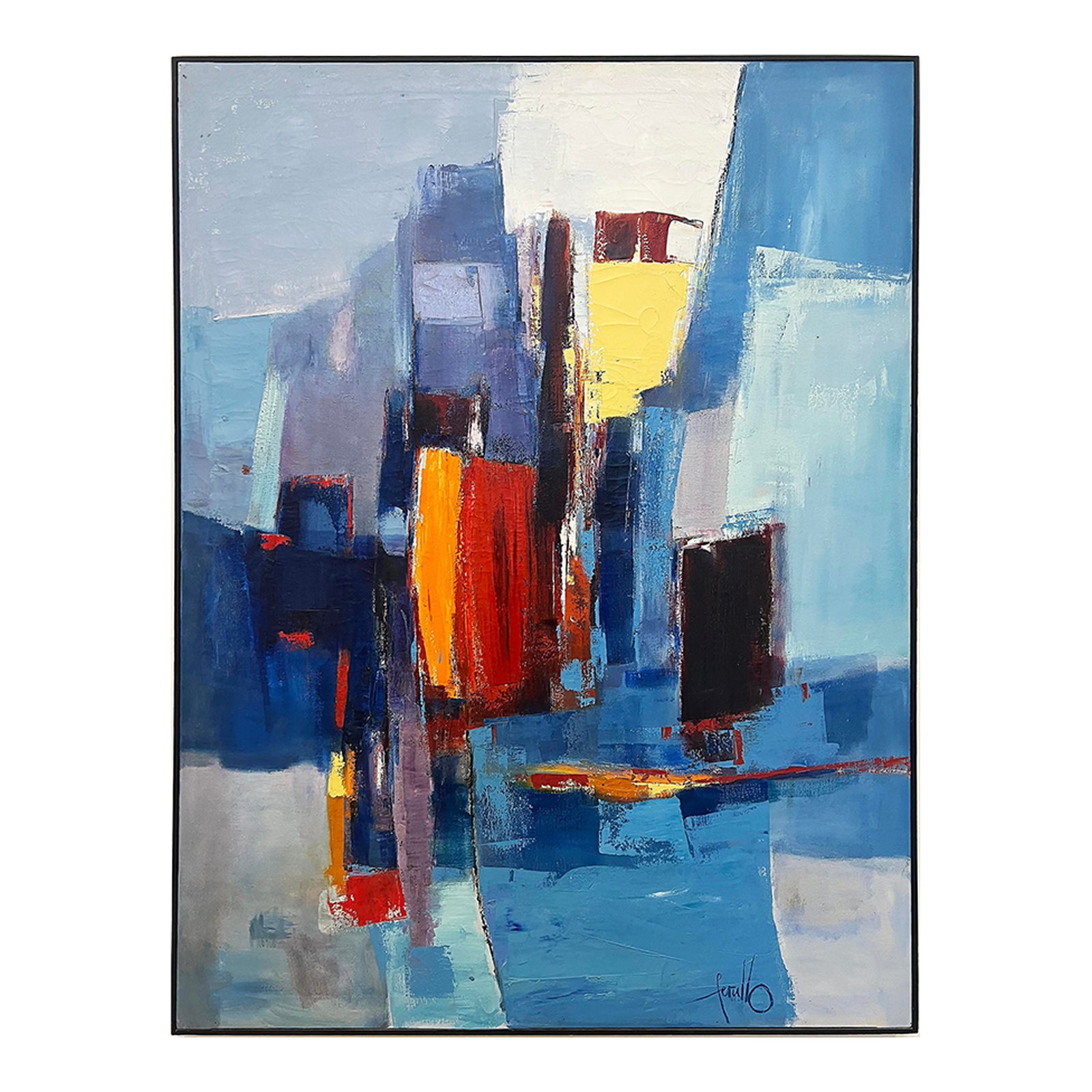 Edith Ferullo Mid-Century Modern Large Abstract Oil Painting on Canvas ...