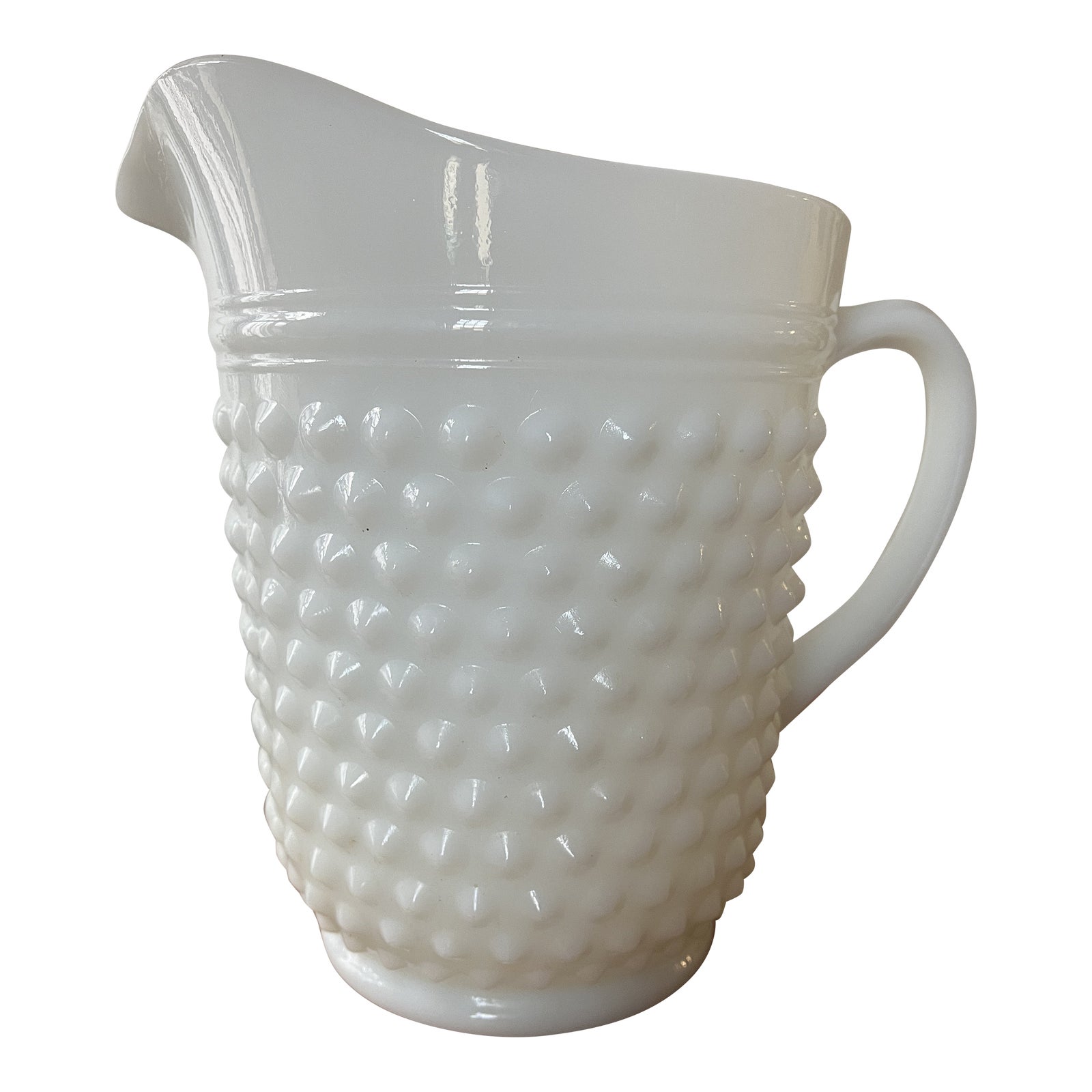 1950s Milk Glass Hobnail Pitcher | Chairish